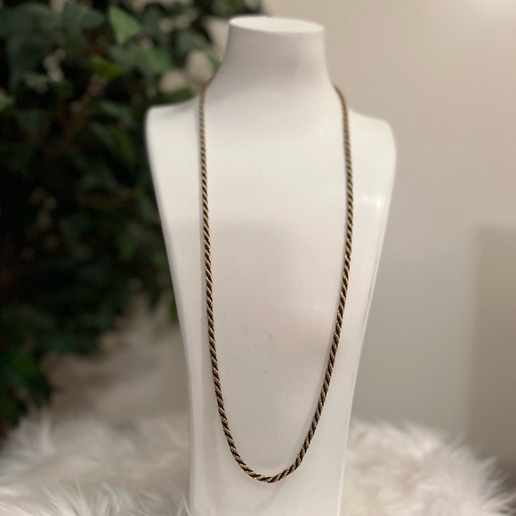 Trifari | Jewelry | Trifari Gold Black Twisted Thin Rope Chain Necklace ...